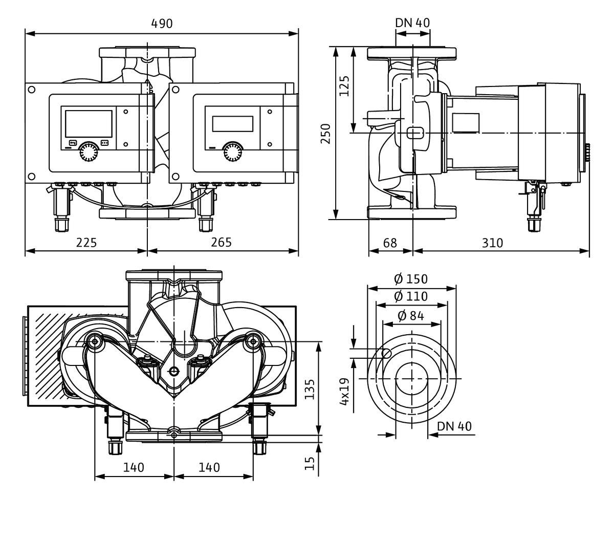 WILO - Circulateur double intelligent Wilo-Stratos MAXO-D 40/0,5-12-R7 à rotor noyé avec moteur ...