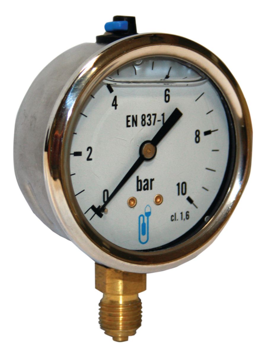 DISTRILABO - Manomètre type 216 D63mm 0 à 10b gly. inox rac.vert 8x13 ...